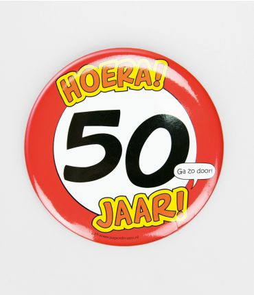 Button XL 50 Jaar - Roos Feestartikelen en Ballondecoraties Leidschendam